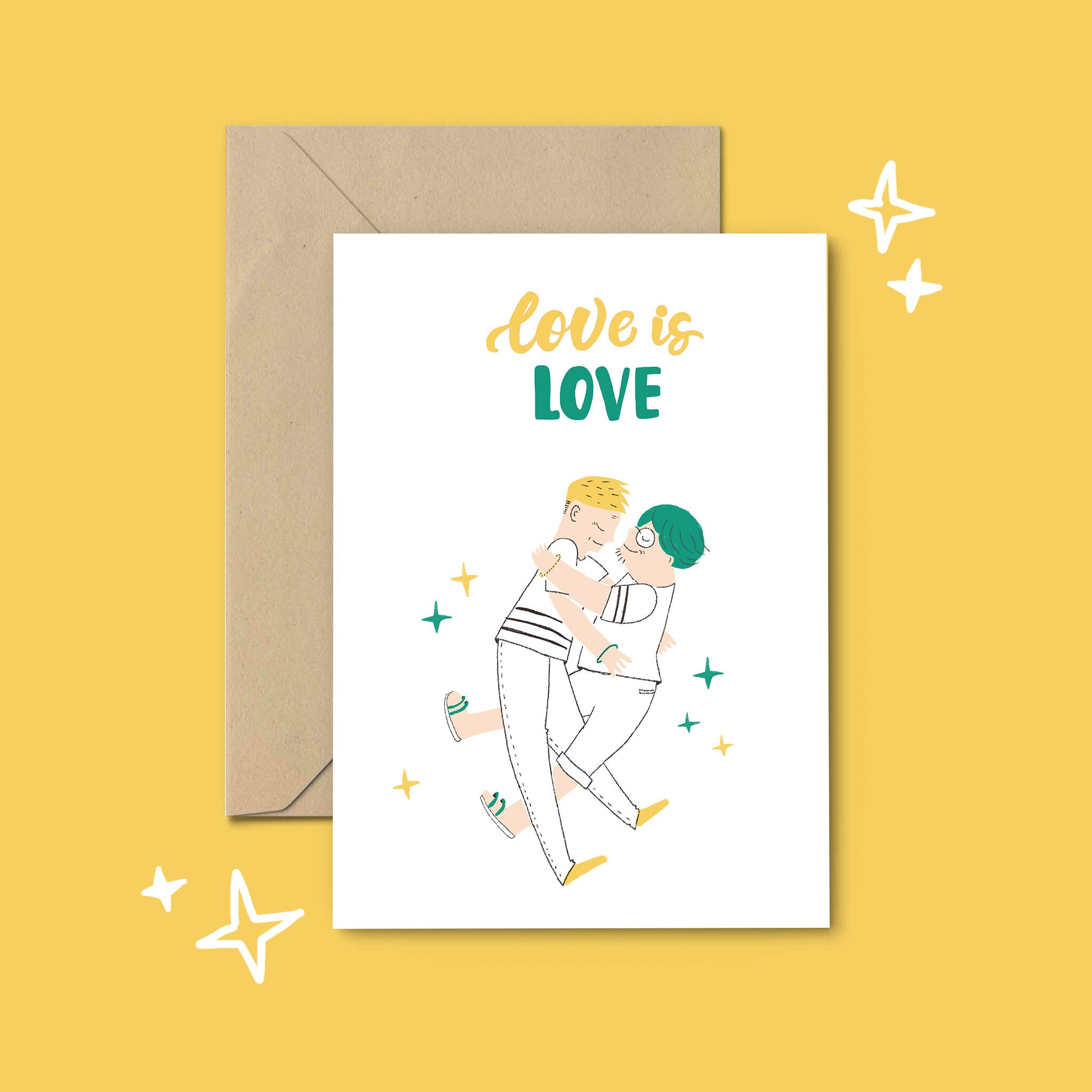 Rainbow Card LGBTQ Valentines Day Gift Love is Love Gay Engagement Card ...