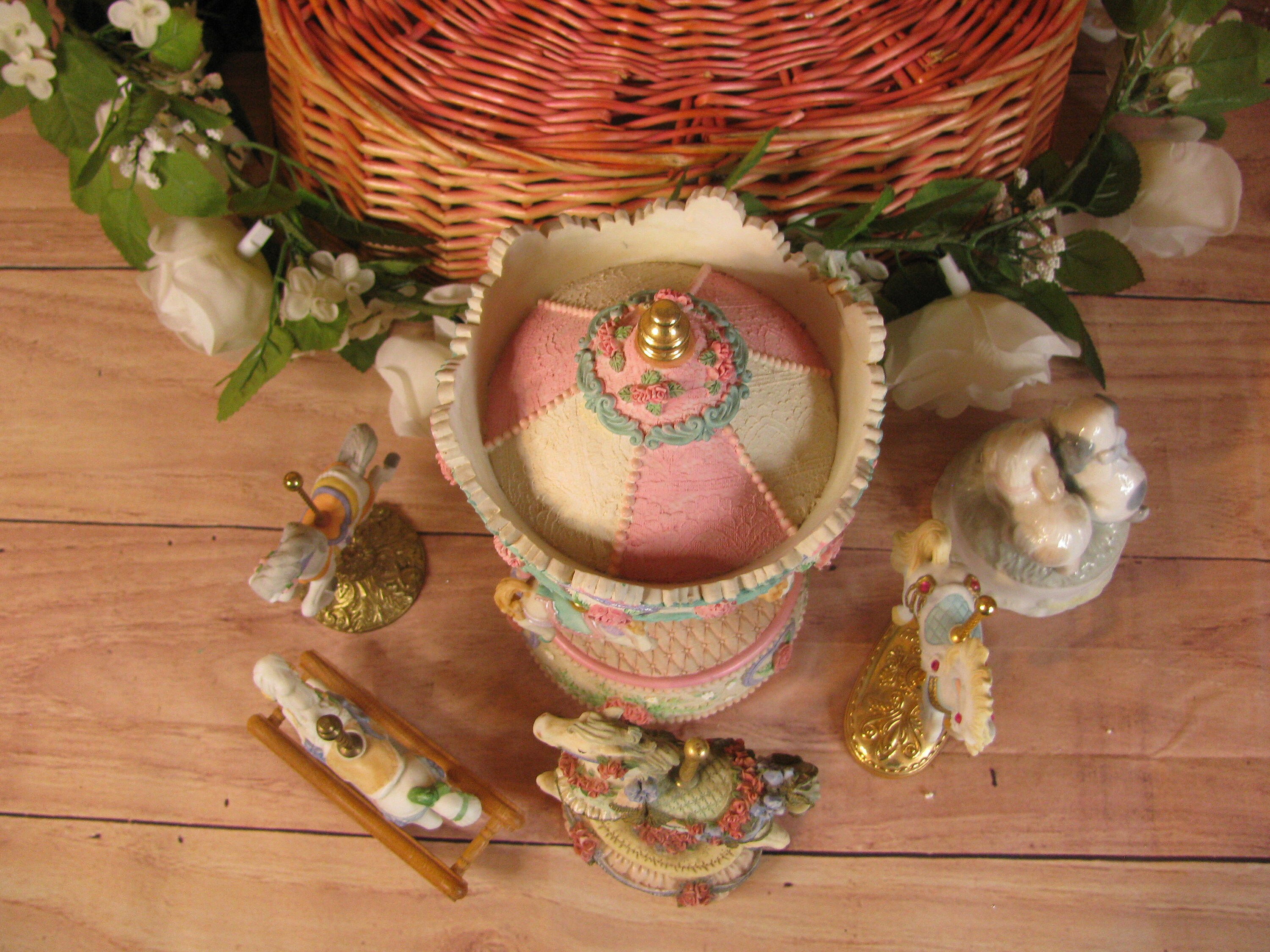 Vintage Three Carousel Horse Merry Go Round Music Box-beautiful Dreamer ...