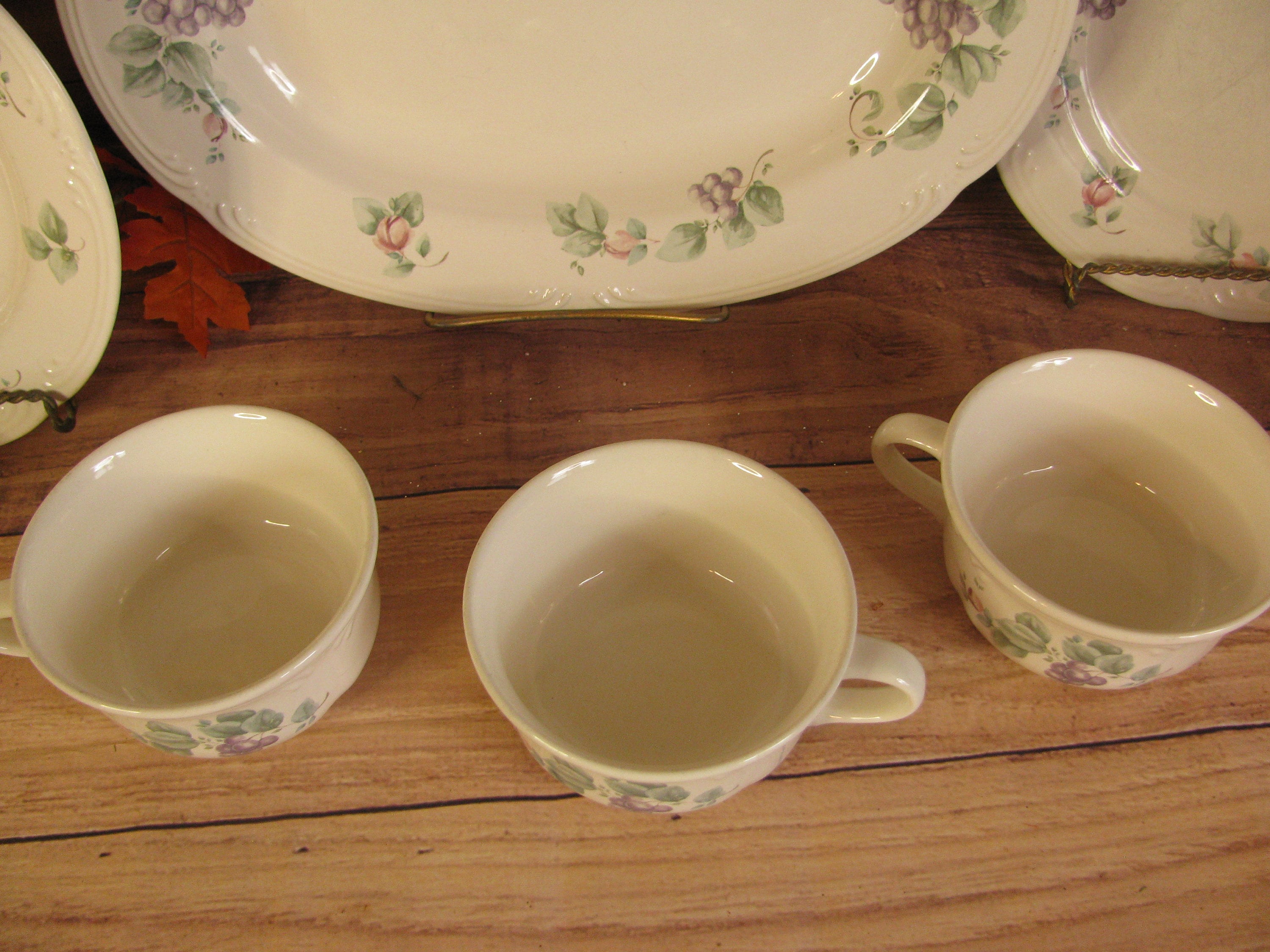 Vintage Grape Vine Pattern Pfaltzgraff Stoneware Dinnerware-made in the ...