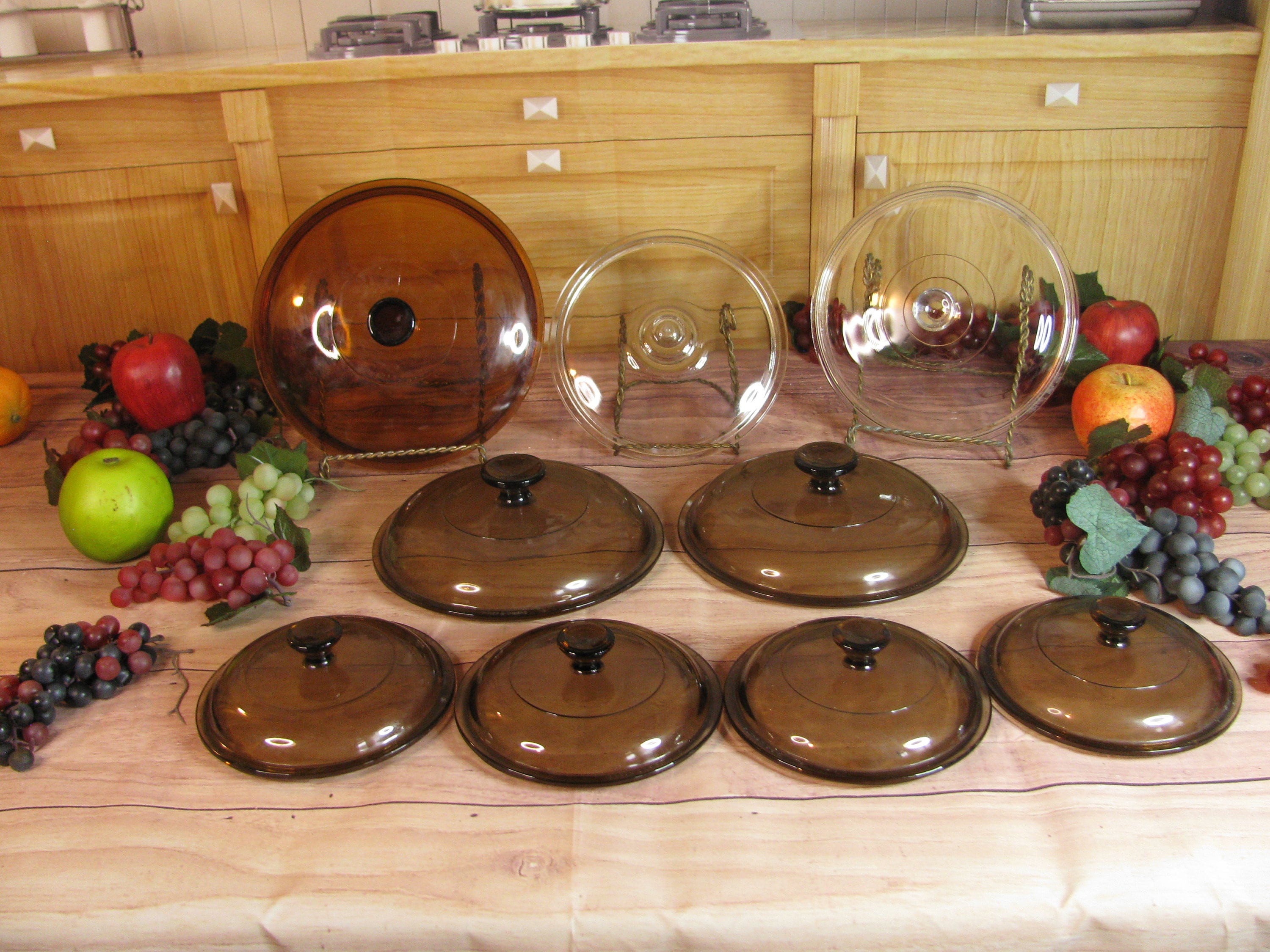 Vintage Amber Corning Ware Visions Ware Pyrex Replacement Lids 1 QT-2 ...