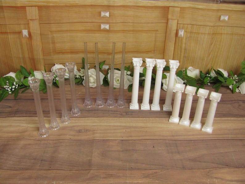 Vintage Wilton Wedding Cake White/clear 9, 7 & 5 Inch Pillars-grecian ...