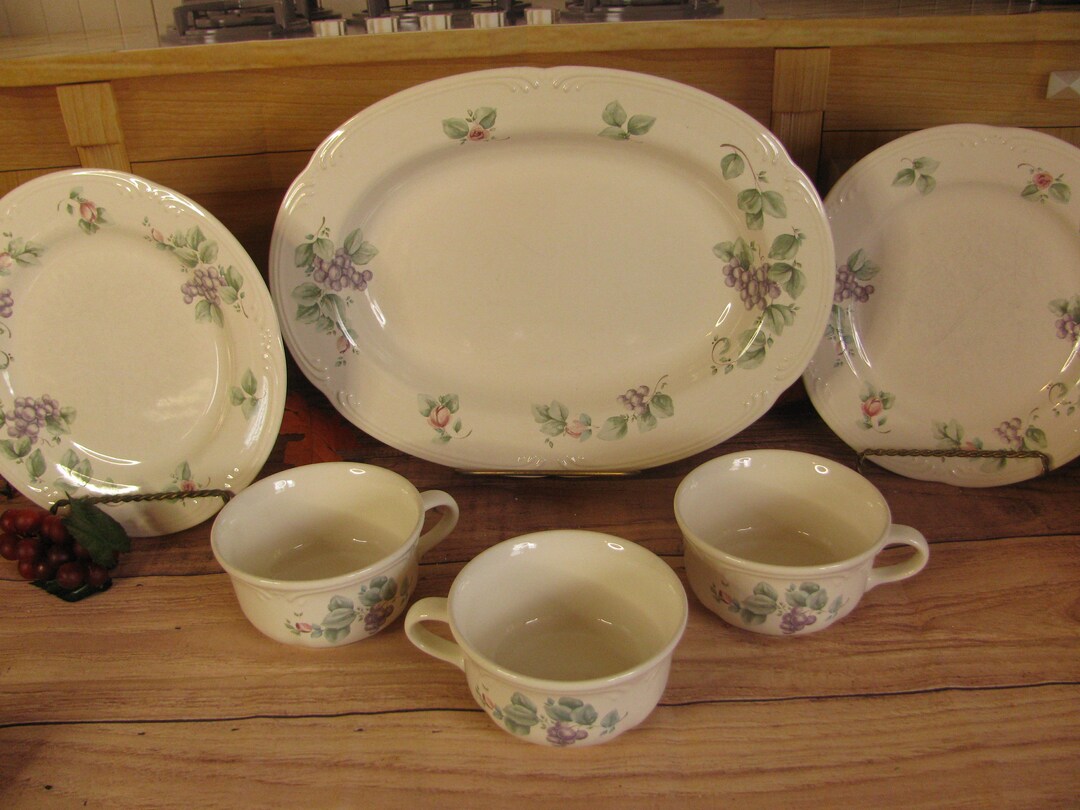 Vintage Grape Vine Pattern Pfaltzgraff Stoneware Dinnerware-made in the ...