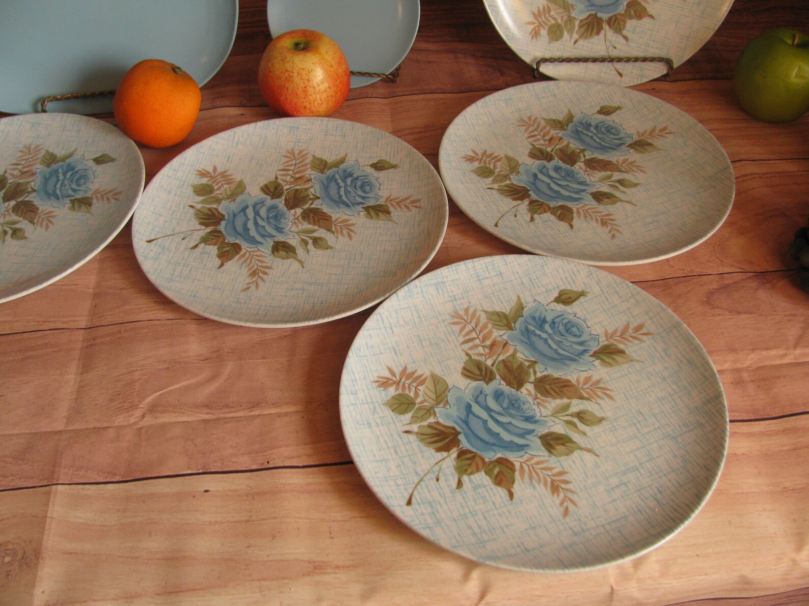 Vintage Park Avenue Blue Rose Melmac Dinnerware- 1950 Dish Set-31 Piece ...