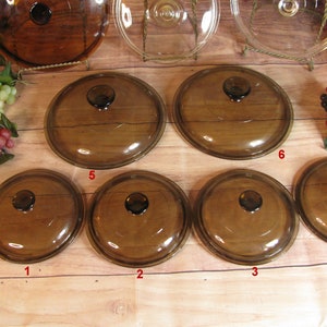 Vintage Amber Corning Ware Visions Ware Pyrex Replacement Lids -1 QT-2 ...