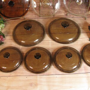 Vintage Amber Corning Ware Visions Ware Pyrex Replacement Lids -1 QT-2 ...