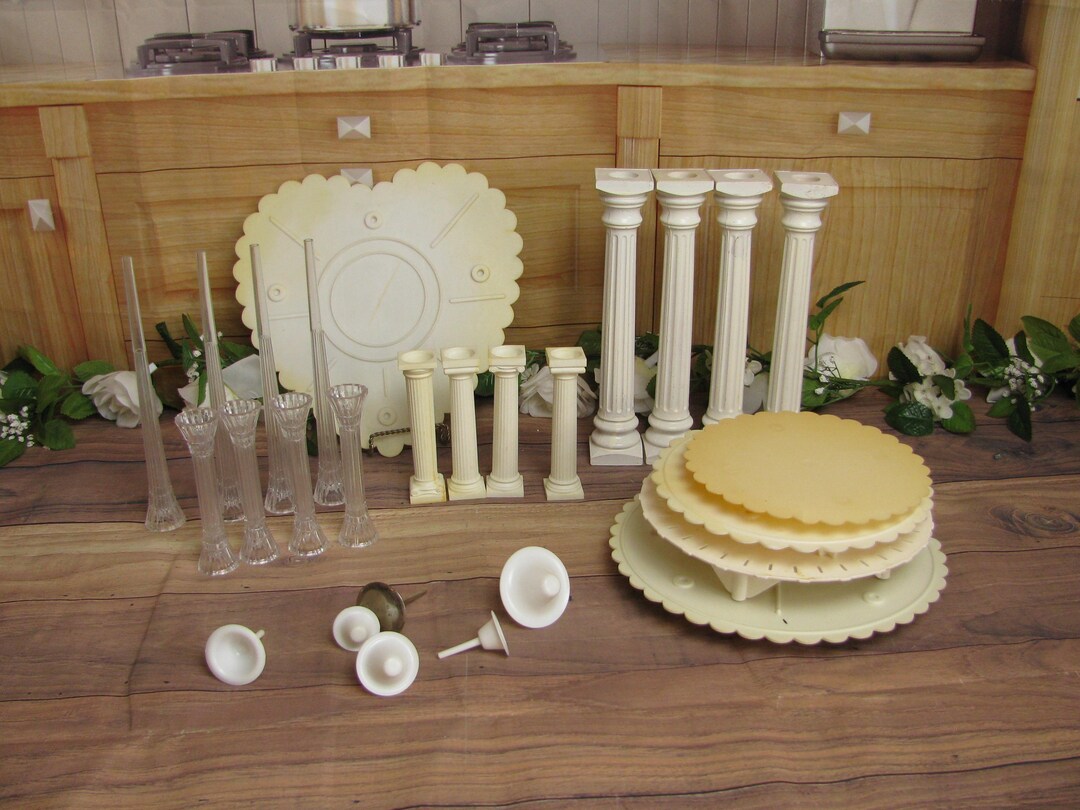 Vintage Wilton Tier Wedding Cake Pillars & Plates-5 9 or 10 Inch ...