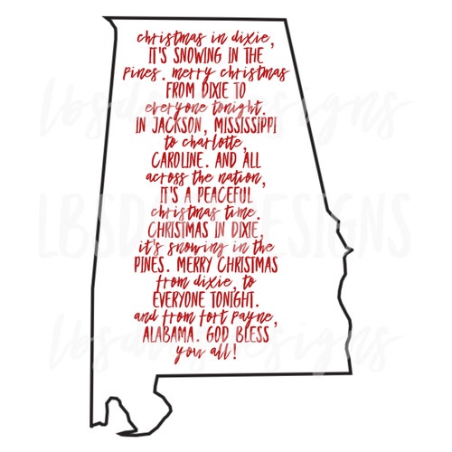 Christmas in Dixie Alabama Sublimation Design Digital - Etsy