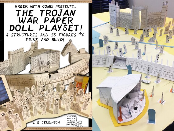 The Trojan War Paper Doll Playset Download Print and Build | Etsy