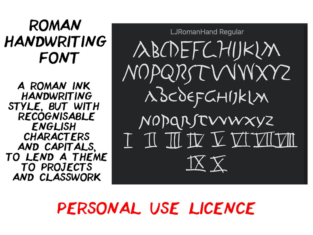 Roman Handwriting Font - PERSONAL LICENCE - Etsy