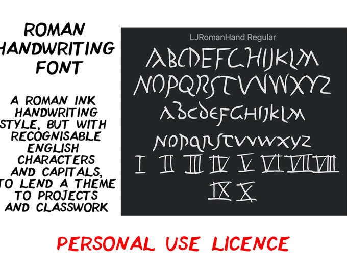Roman Handwriting Font - PERSONAL LICENCE - Etsy