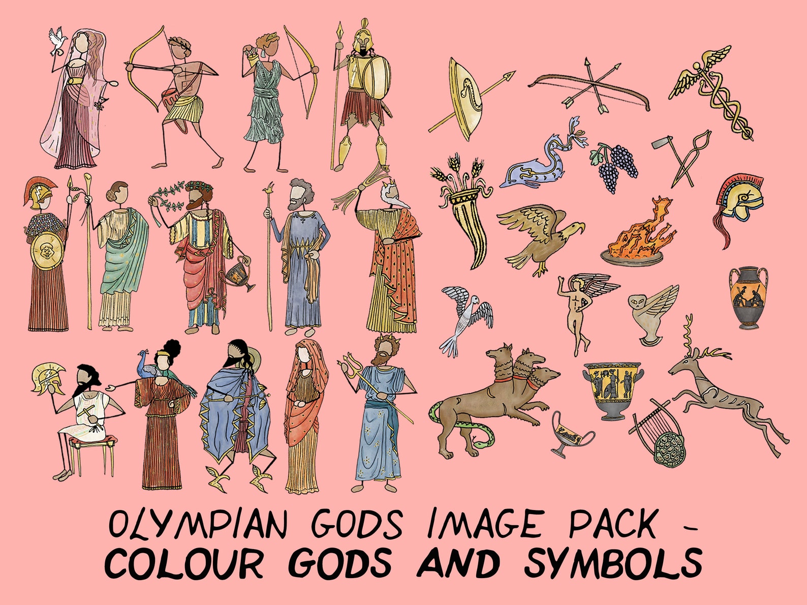 OLYMPIAN Gods and Symbols - Colour Image Pack - 33 .png Files for ...
