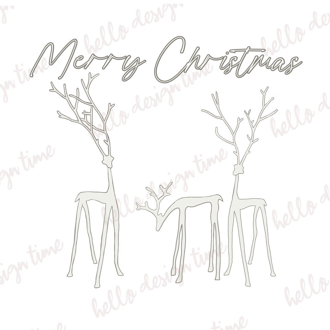 PNG 3 Reindeer Merry Christmas Design /digital Download Only - Etsy
