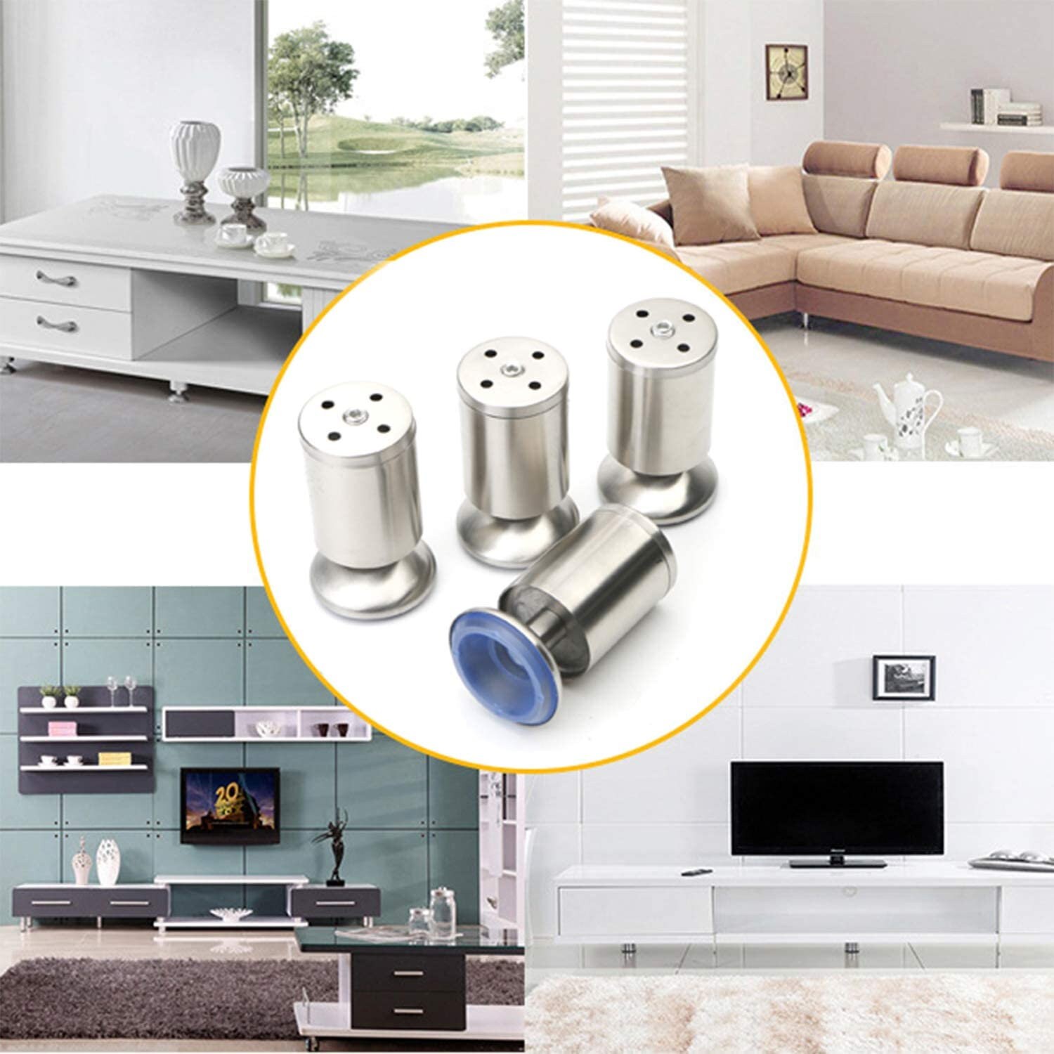 4pcs Stainless steel feetmetal table feet aluminium legs | Etsy