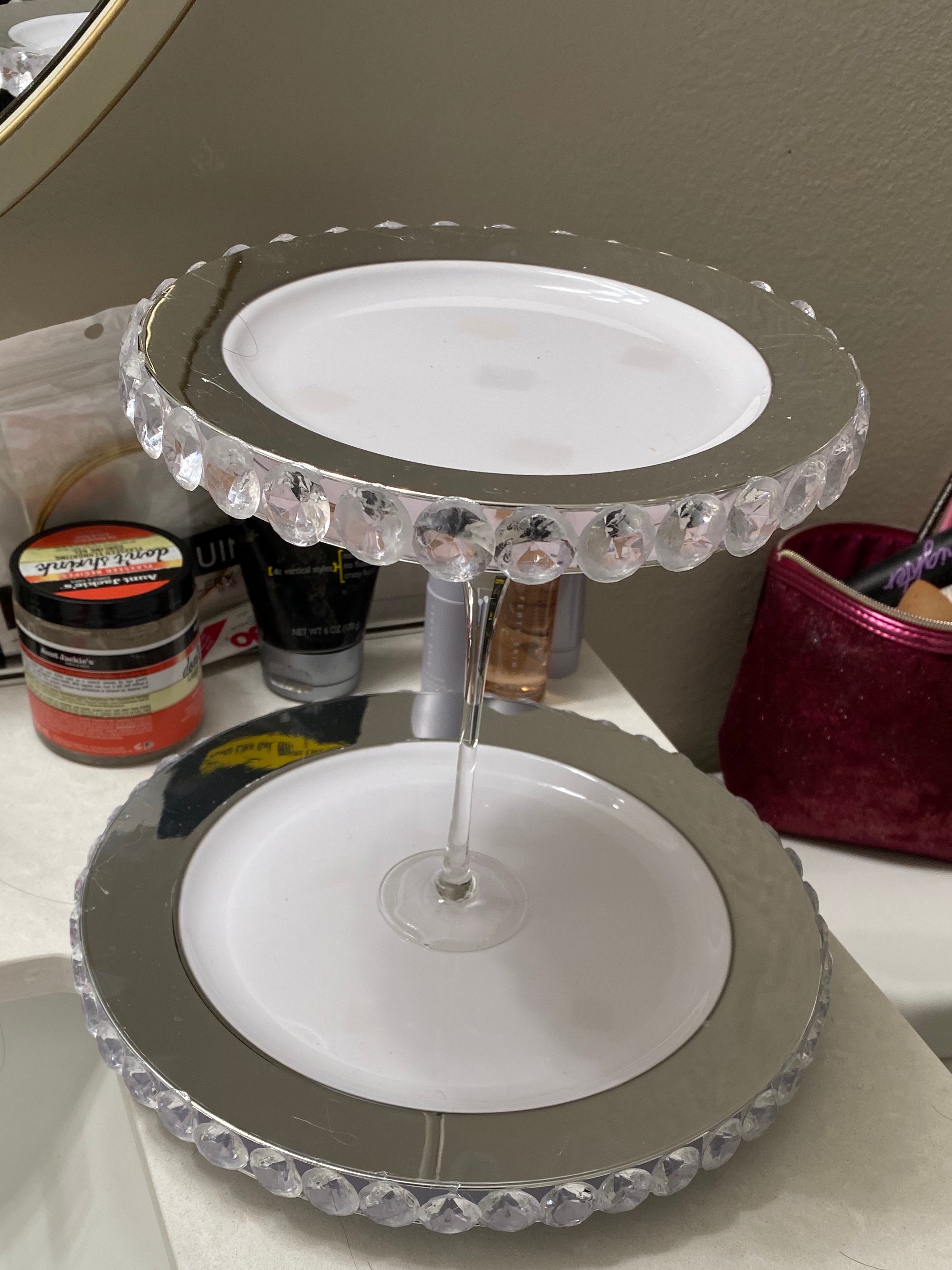 MTO 2 Tier Glam Diamond Mirrored Perfume/cosmetics Vanity Tray - Etsy