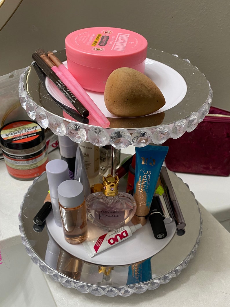 MTO 2 Tier Glam Diamond Mirrored Perfume/cosmetics Vanity Tray - Etsy