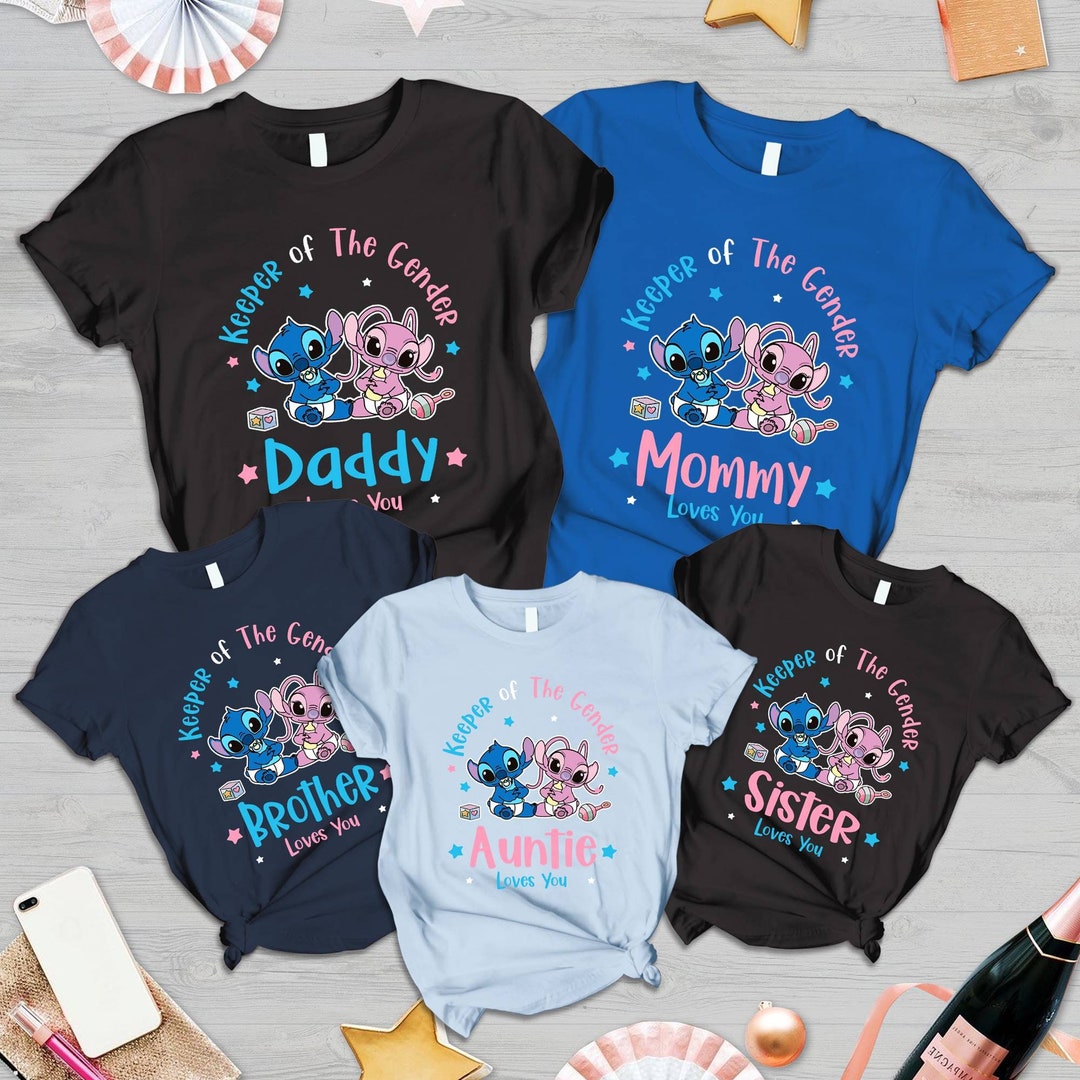 Stitch And Angel Gender Reveal Shirt Keeper Of The Gender Etsy