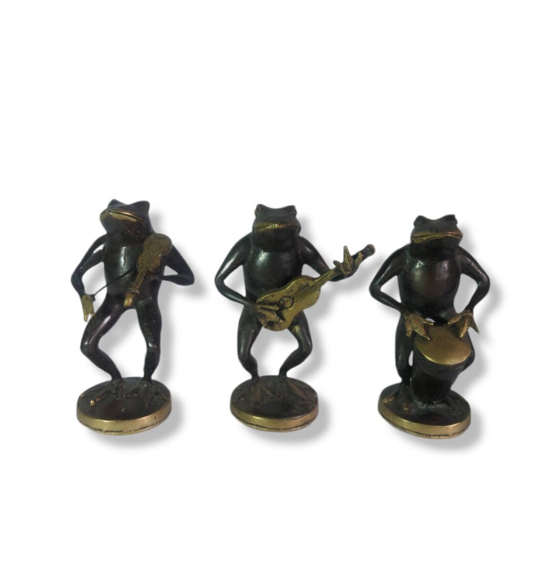 Three Musicians Frog , Three Frog Playing Music , Miniature Sculpture ...