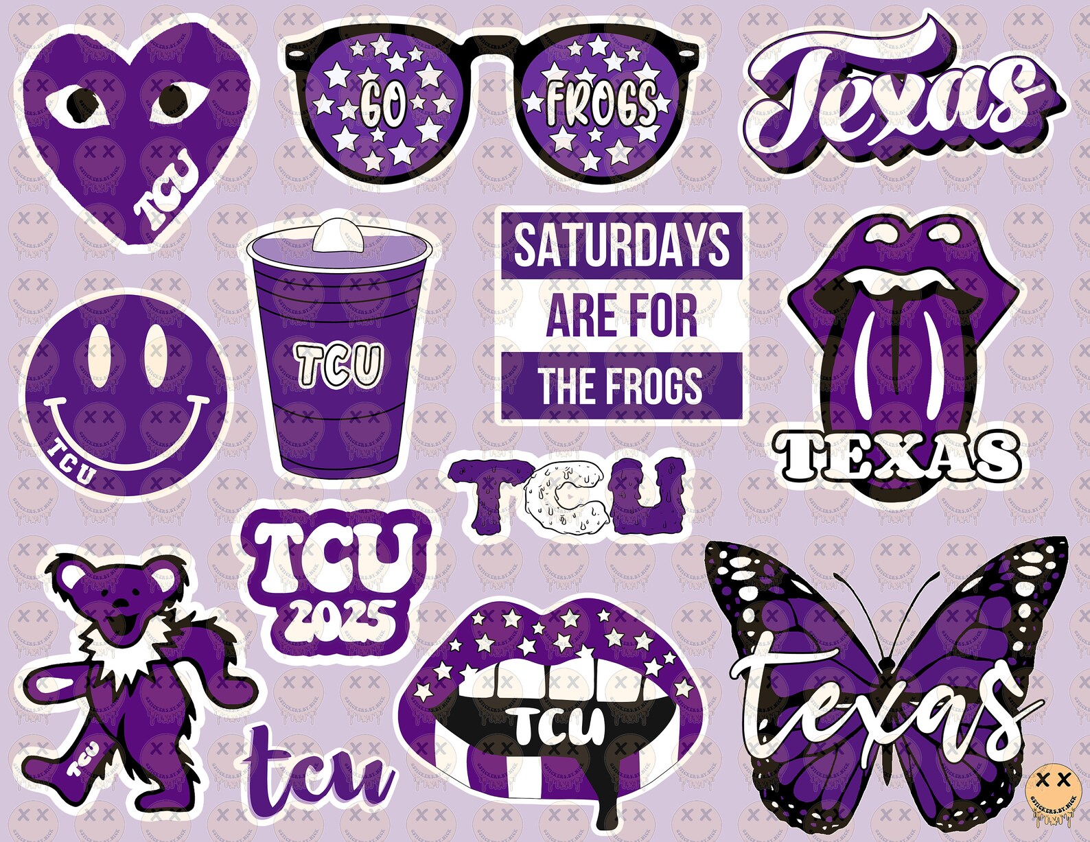 TCU Stickers WATER RESISTANT College Sticker Pack School | Etsy