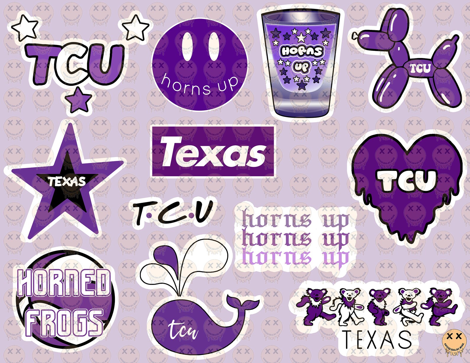 TCU Stickers WATER RESISTANT College Sticker Pack School | Etsy