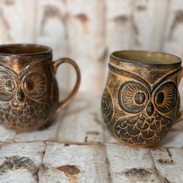 Vintage Owl Mugs Set - Etsy