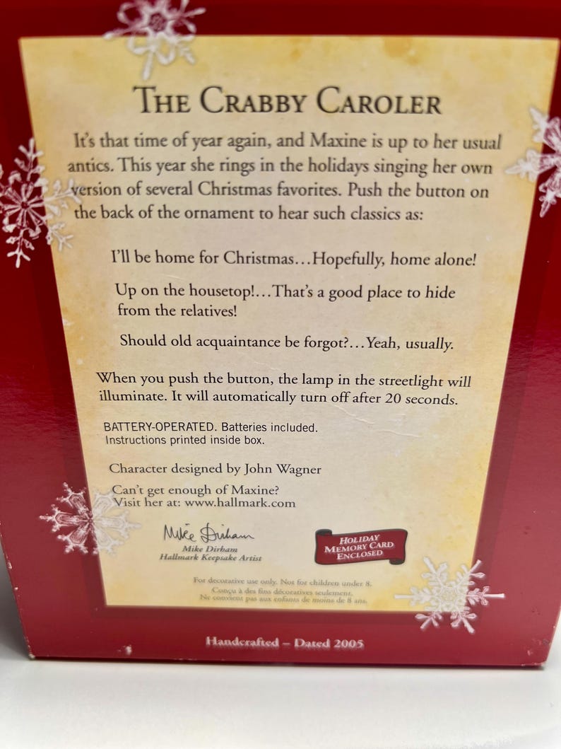 Maxine the Crabby Caroler – Hallmark Keepsake Christmas Ornament (2005 ...