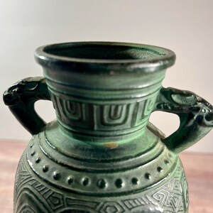 Vintage Metal Vase - Chinese Taotie Raised Design and Beautiful Green ...