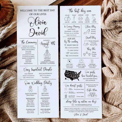 Infographic Wedding Program Unique Wedding Program Fun - Etsy