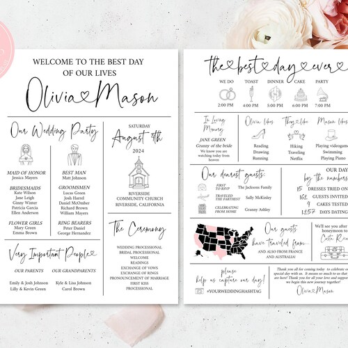 Infographic Wedding Program Unique Wedding Program Fun - Etsy