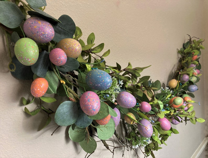 Easter Egg Garland Easter Greenery Easter Eucalyptus Garland | Etsy