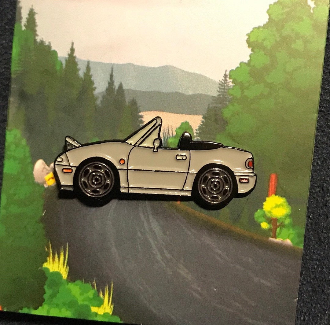 NA Mazda Miata MX5 Enamel Auto Lapel Pin Top Down & Pop Ups Up! SILVER ...