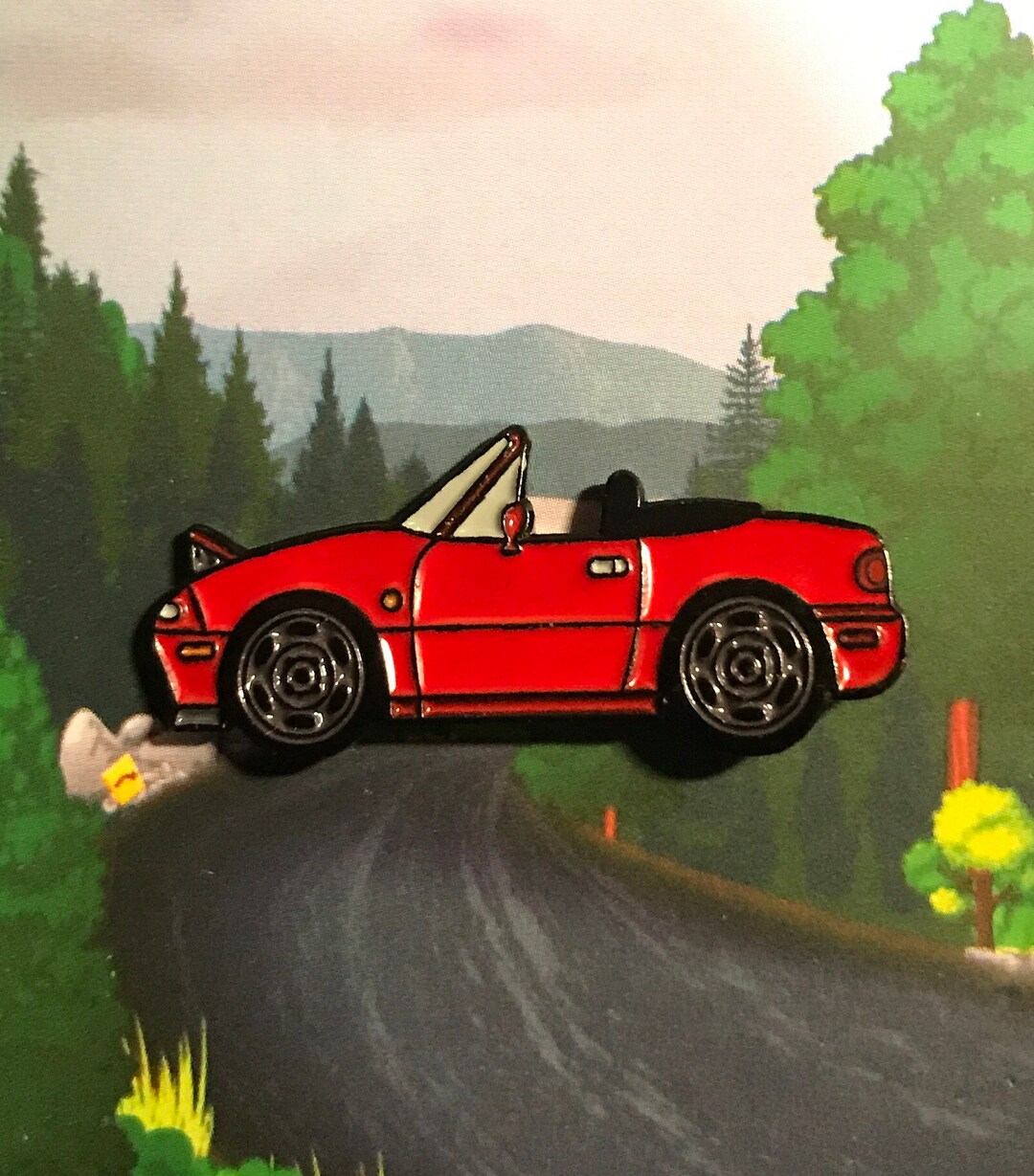 NA Mazda Miata MX5 Enamel Auto Lapel Pin Top Down Pop Ups UP! RED ...