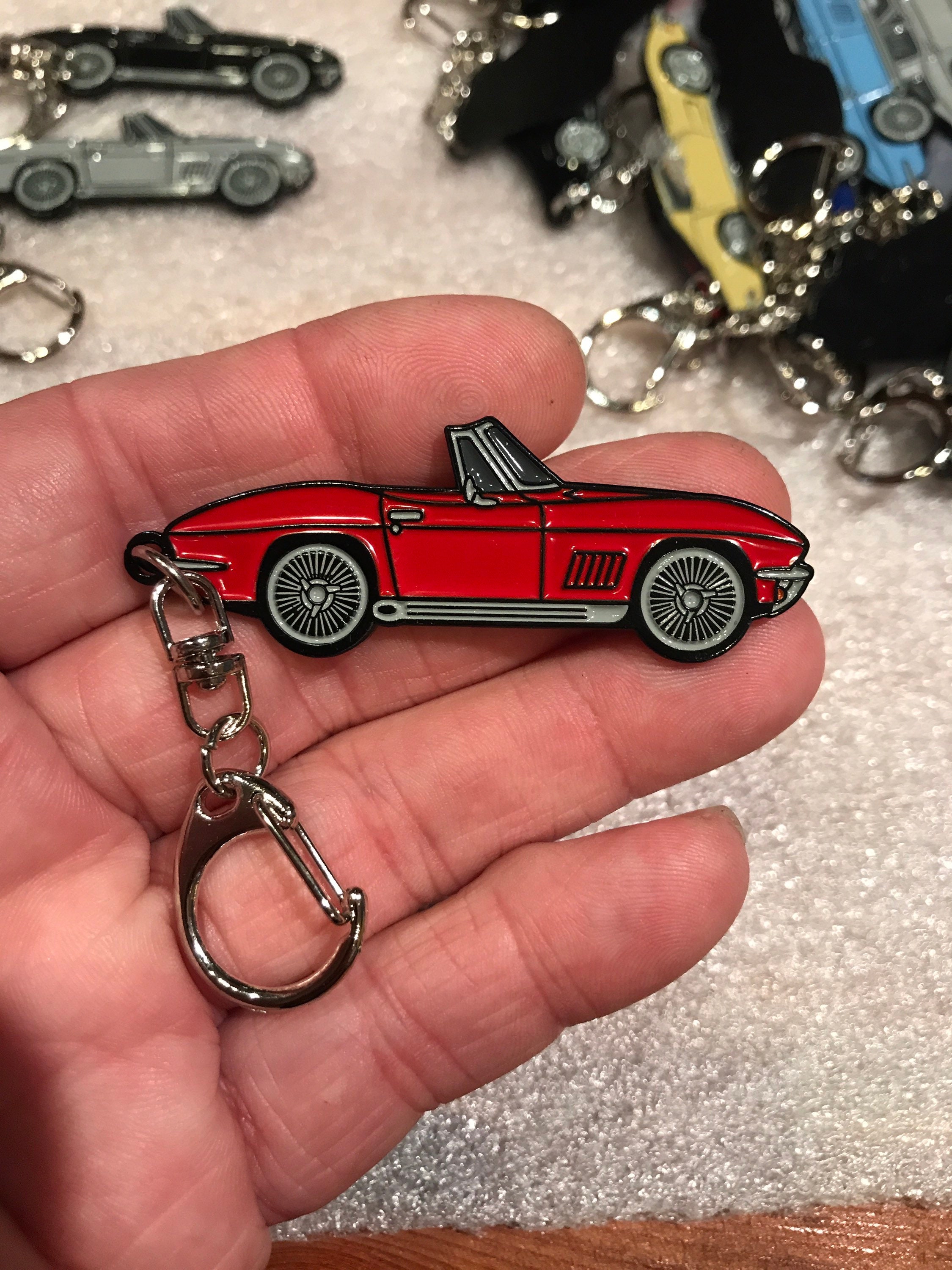 C2 corvette Enamel Keychains convertible stingray Baked RED - Etsy