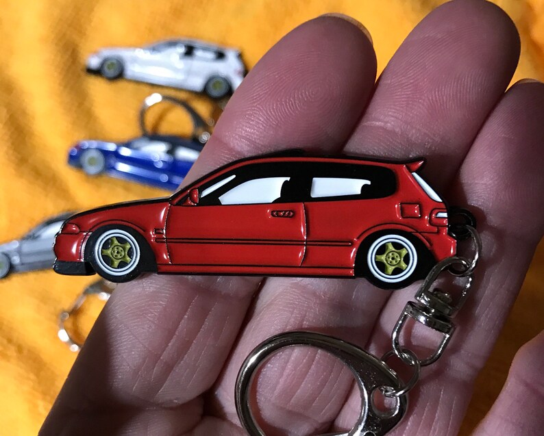 Honda 90s Civic EG Hatchback Keychains Enamel on Metal 8 | Etsy