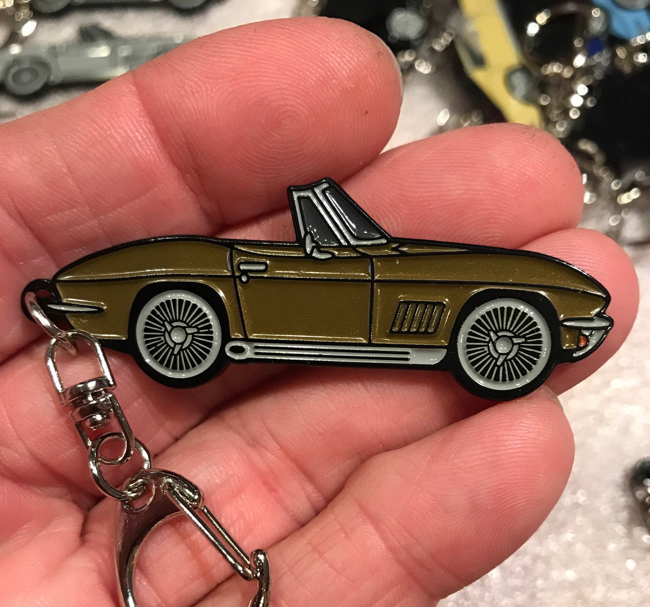 C2 #corvette Baked Enamel Keychains #convertible #stingray GOLD - Etsy UK
