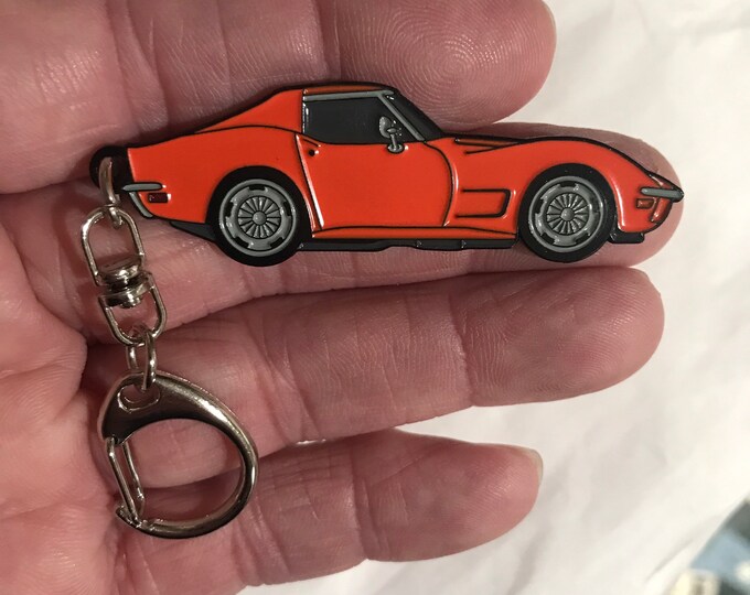 C3 #corvette Baked Enamel Keychains ORANGE #stingray #coupe - Etsy