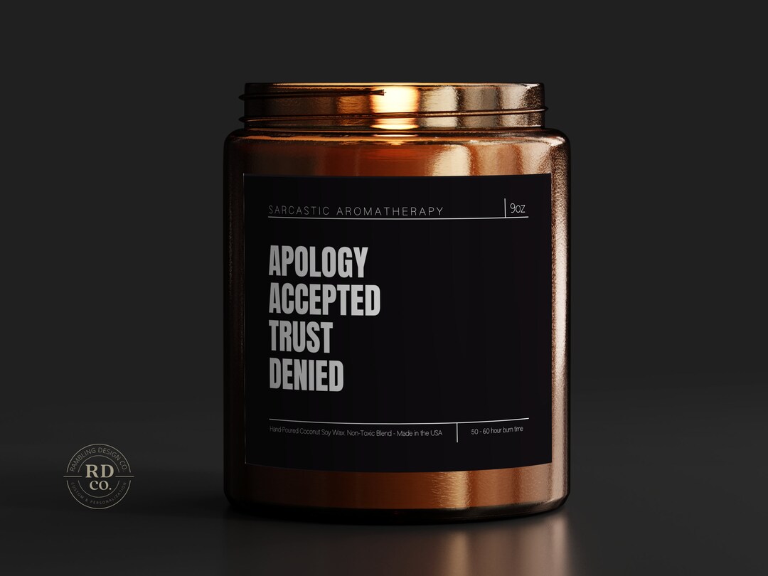 Apology Accepted Funny Candle Gift Idea Adult Humor Funny Home Décor ...