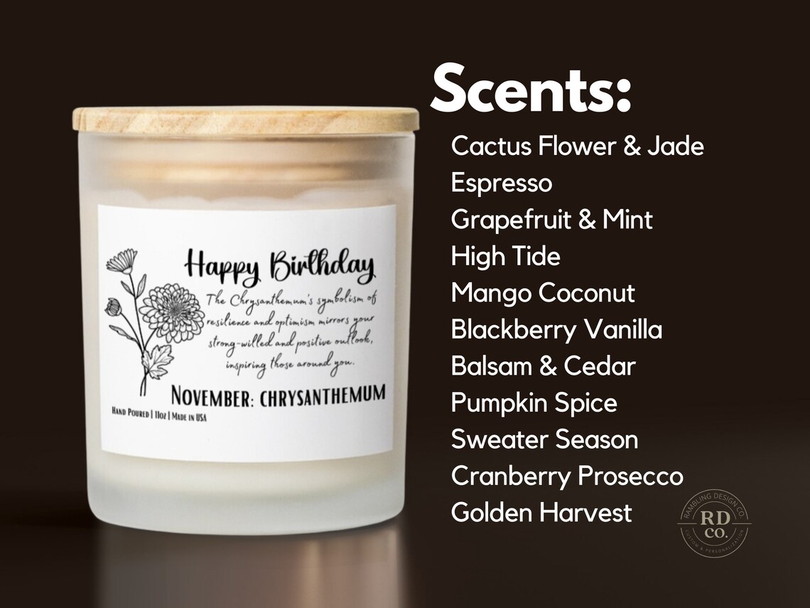 Birth Month Flower Candle November Birth Flower Birth Gift - Etsy