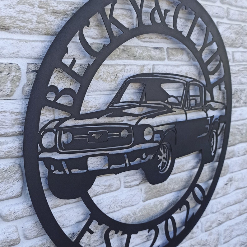 1968 Ford Mustang Metal Sign: Garage Decor, Black Steel - Etsy