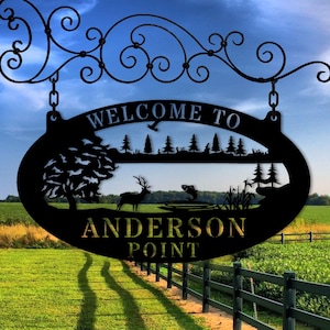 Metal Sign LAKE Jumping Fish Sign , Deer Lake Sign, Family Lake Lot ...