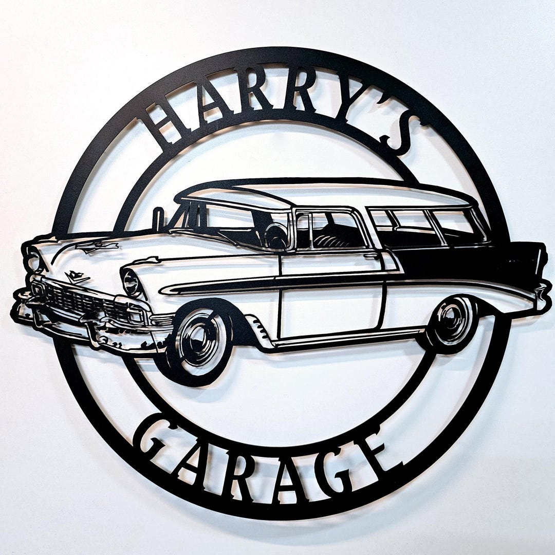 1956 Chevrolet Nomad Sign, Chevelle Art, Car Sign, Chevy Classic Cars ...