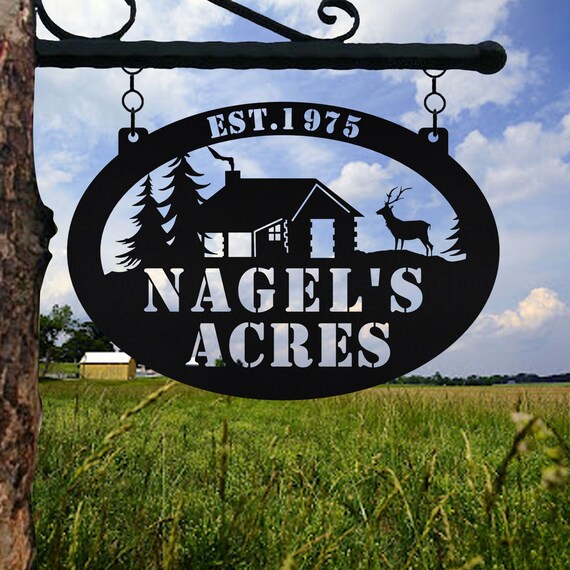 Outdoor Monogram Sign Acres Sign Farm Sign Metal Sign | Etsy