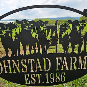 Personalized Cattle Farm Metal Sign: Family Name, South Poll Grass ...