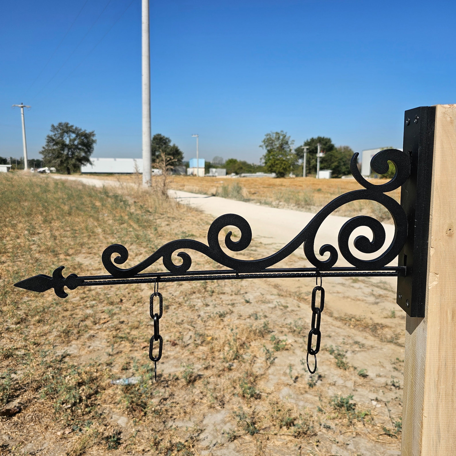 Ornate Steel Hanging Sign Bracket: 12-38 Inch, Powder Coat Black - Etsy