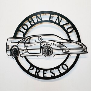 Ferrari F40, Ferrari Sign, Personalized Garage Name, Car Metal Sign ...