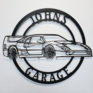 Ferrari F40, Ferrari Sign, Personalized Garage Name, Car Metal Sign ...
