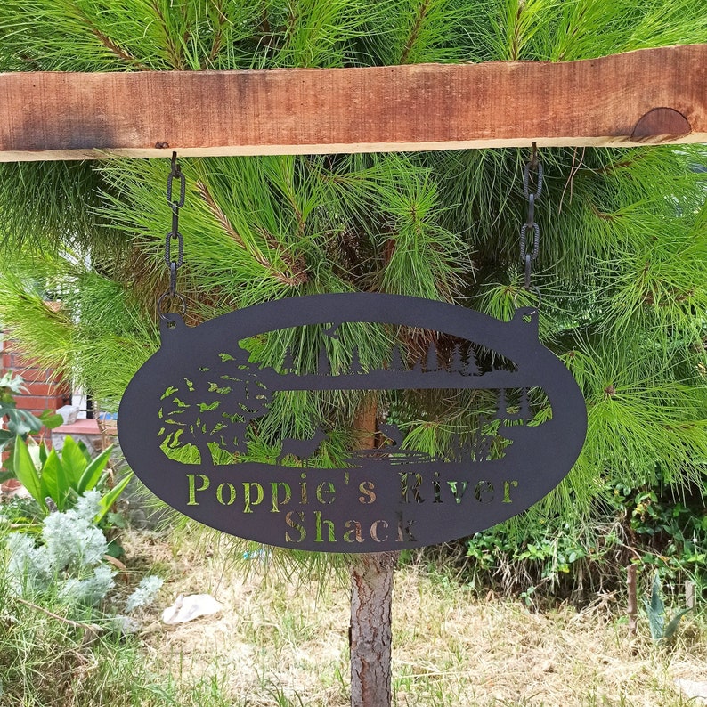 Metal Sign LAKE Jumping Fish Sign , Deer Lake Sign, Family Lake Lot ...