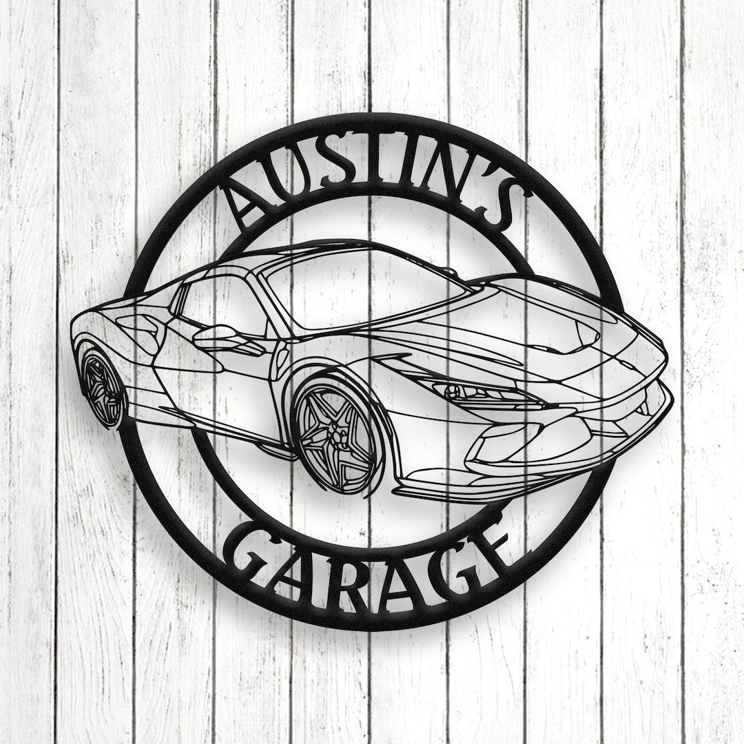 Ferrari F8 Tributo Sign, Personalized Garage Name, Car Metal Sign ...