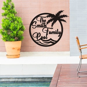 Personalized Family Pool Sign, Pool Palm Tree Sign, Tree House Sign ...