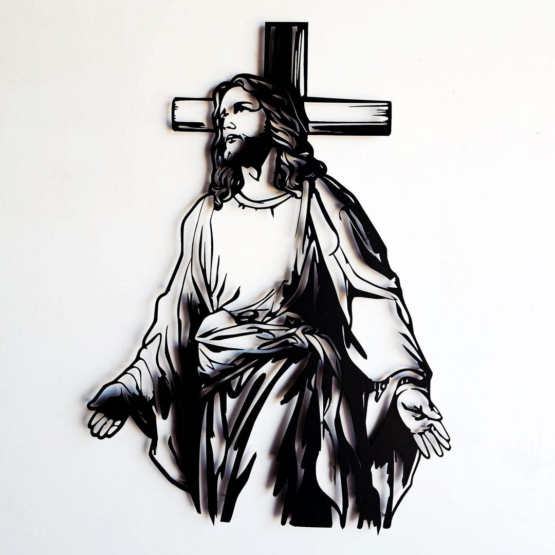 Metal Jesus and Cross Wall Art: Christian Home Decor - Etsy