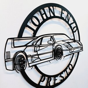 Ferrari F40, Ferrari Sign, Personalized Garage Name, Car Metal Sign ...